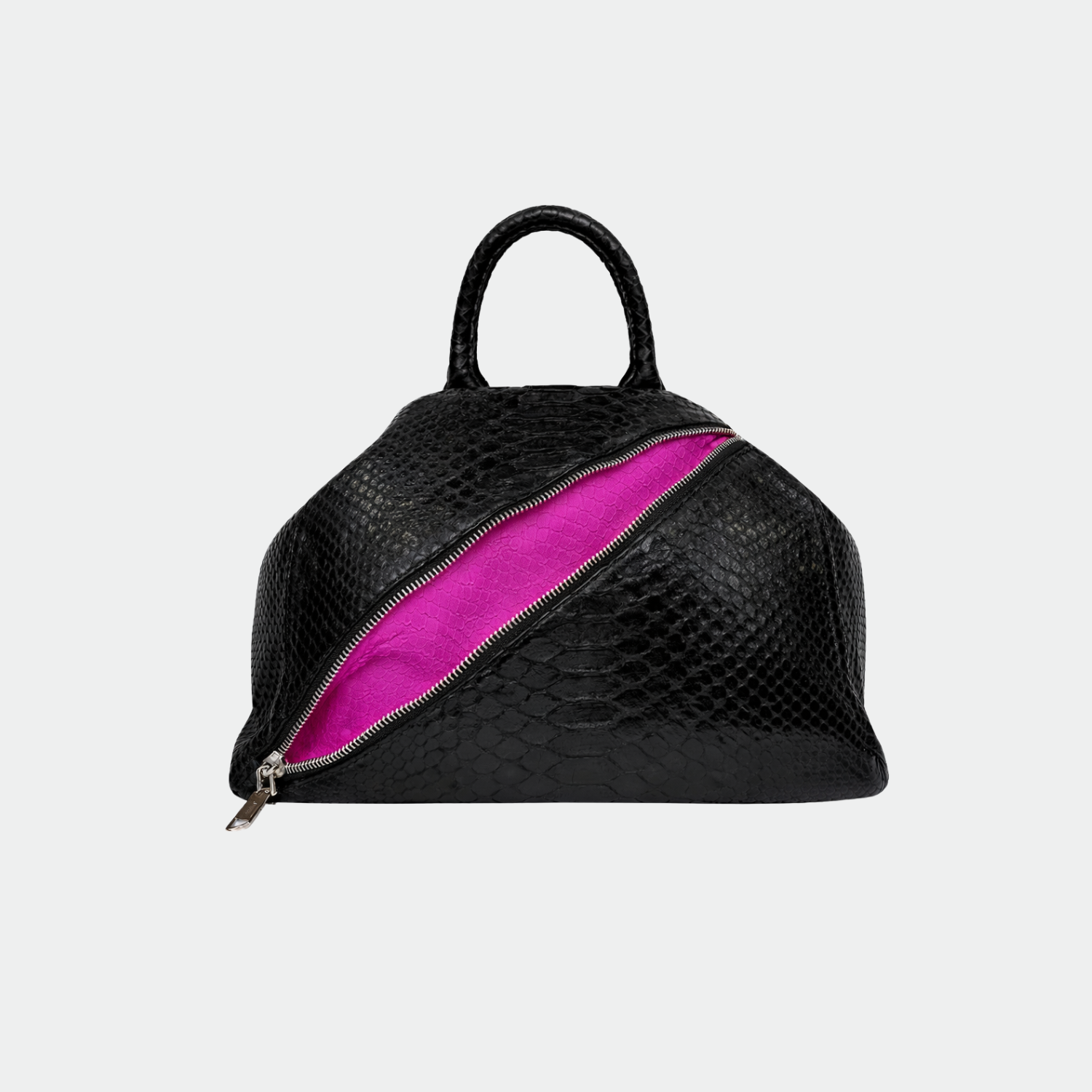 Jade Reveal sac noir et rose en python avec bandoulière style tendance